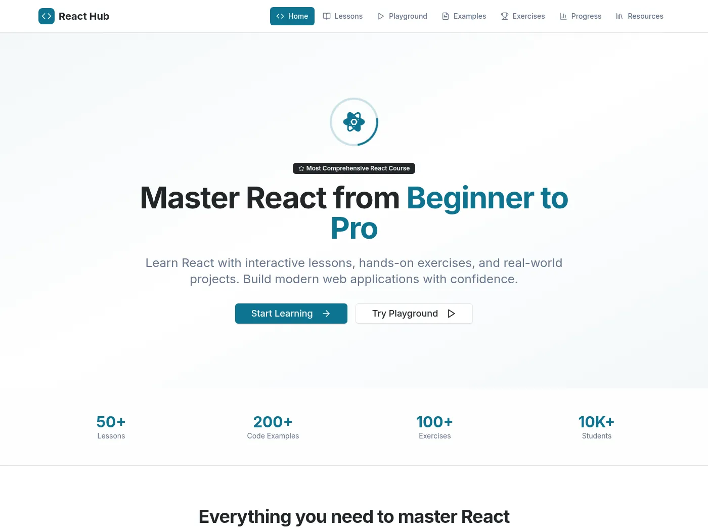 React Learning Hub - Beginner to Pro