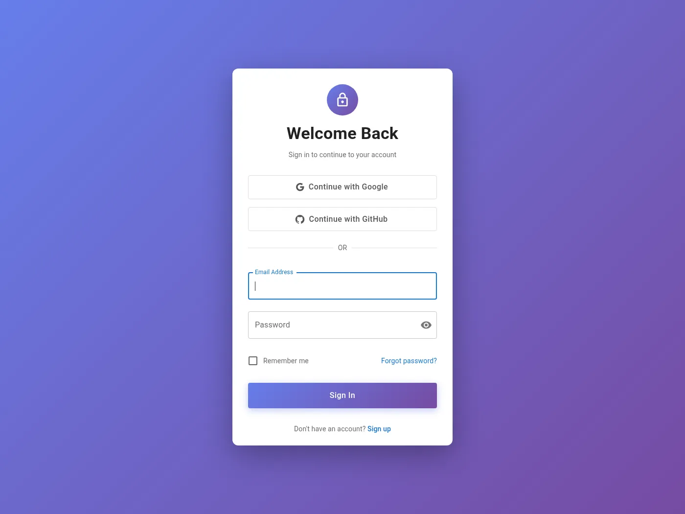 React Login Page with Material UI