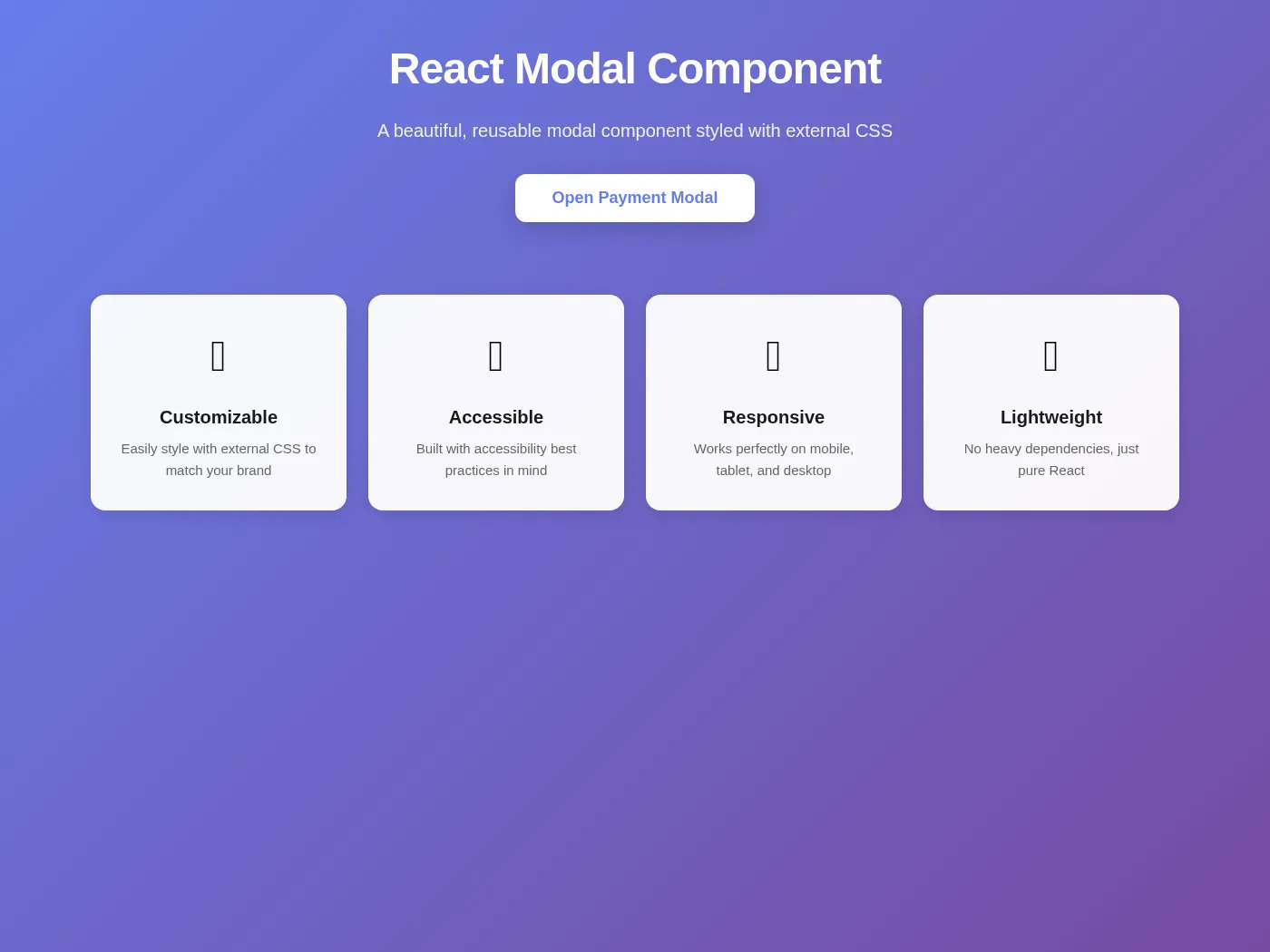 React Modal Component with External CSS