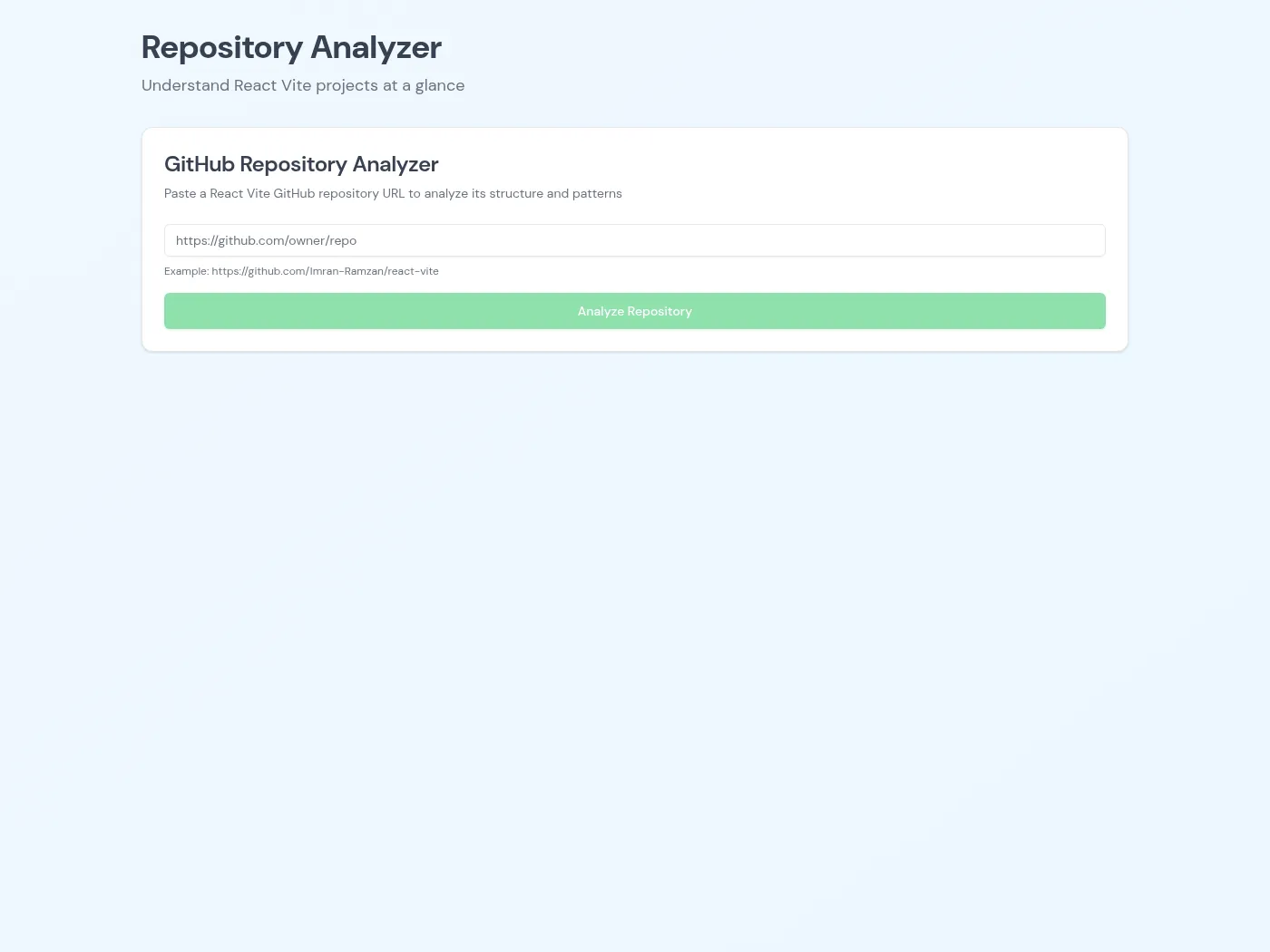 React Vite Starter Template Analyzer