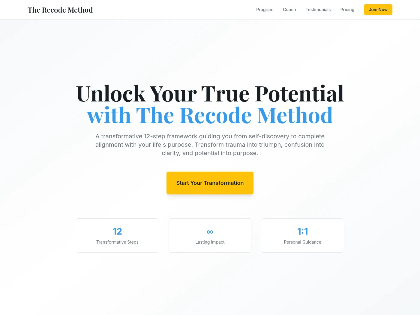 The Recode Method Coaching Website