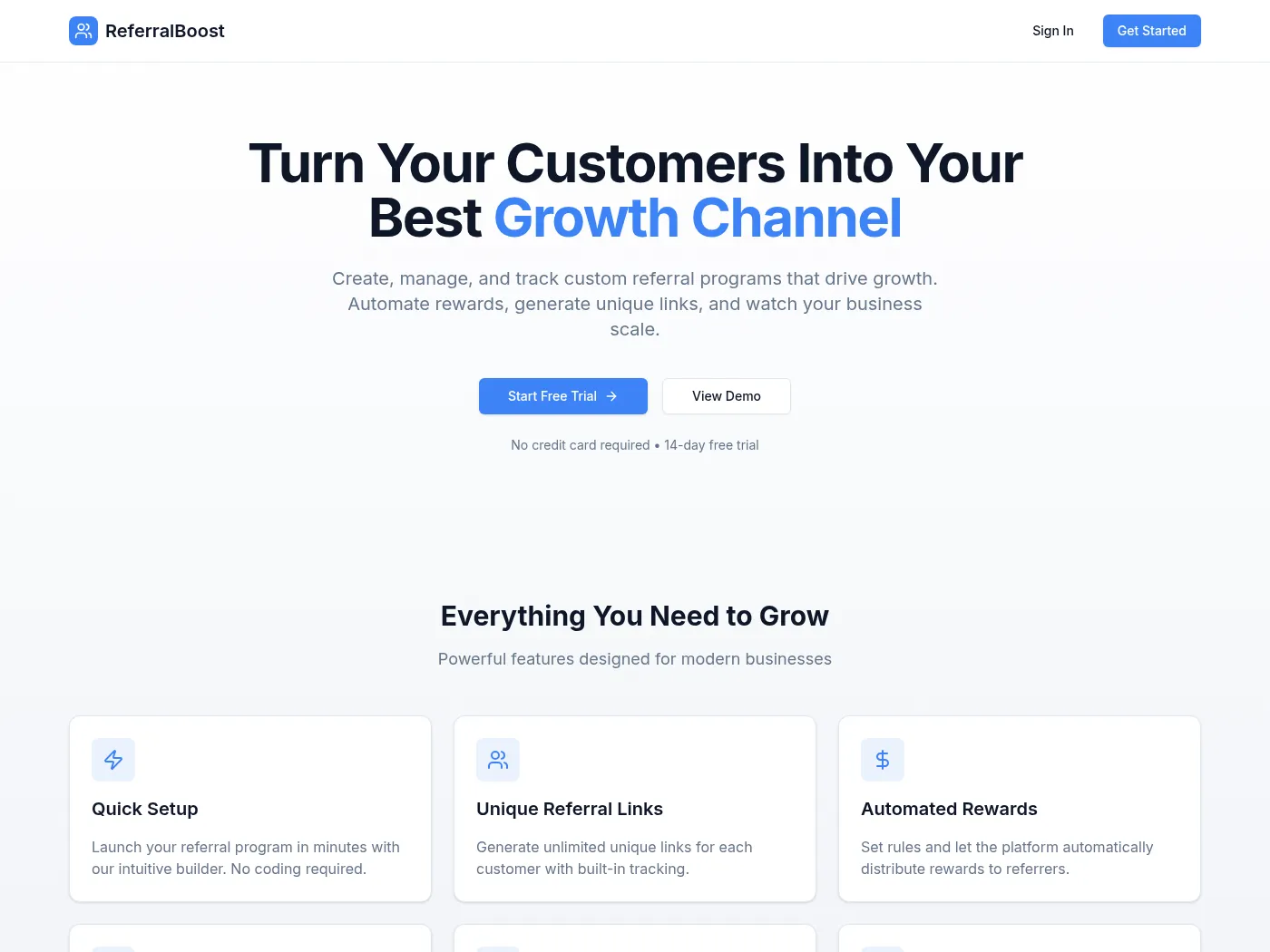 ReferralBoost - SaaS Referral Program Platform for Businesses