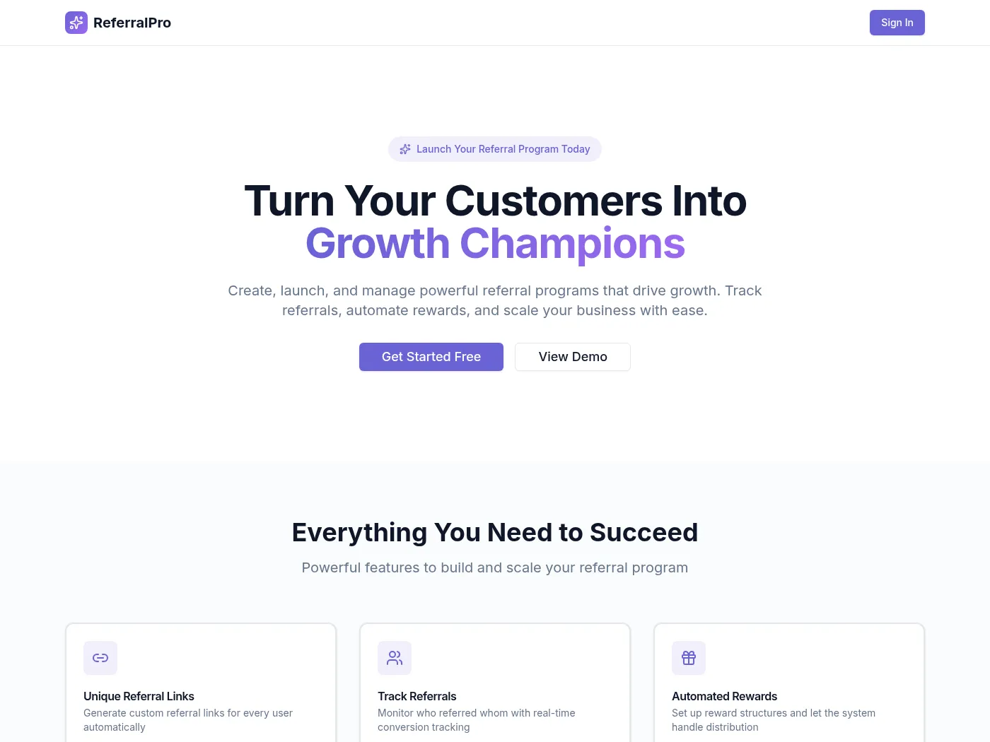 ReferralPro: SaaS Referral Program Platform