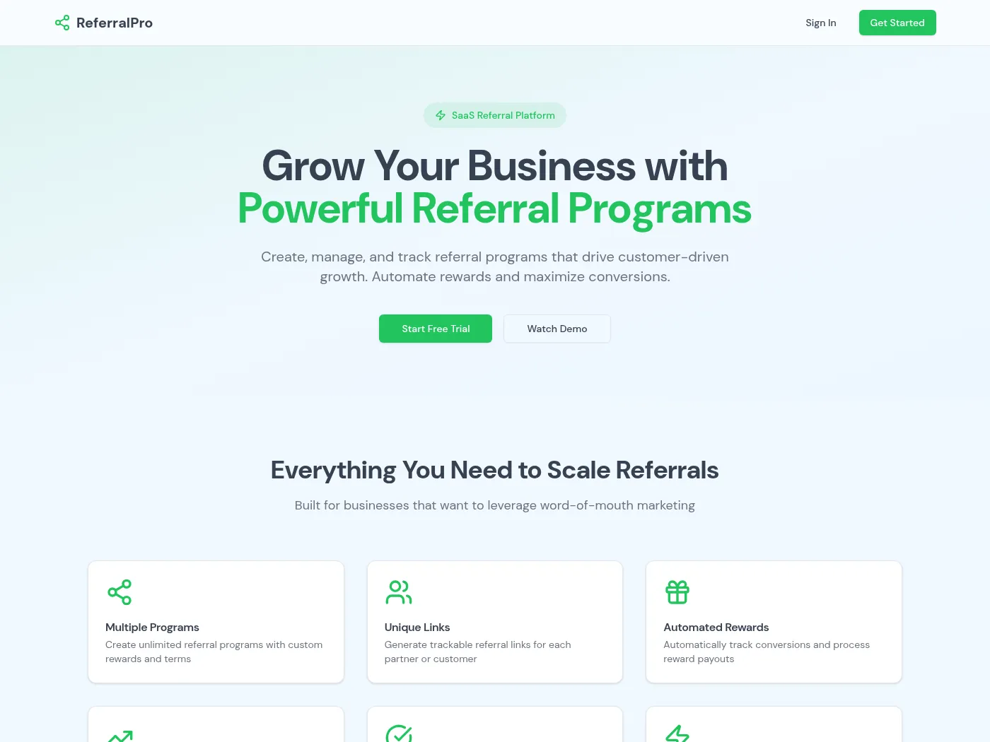 Referral Program SaaS Platform for Businesses
