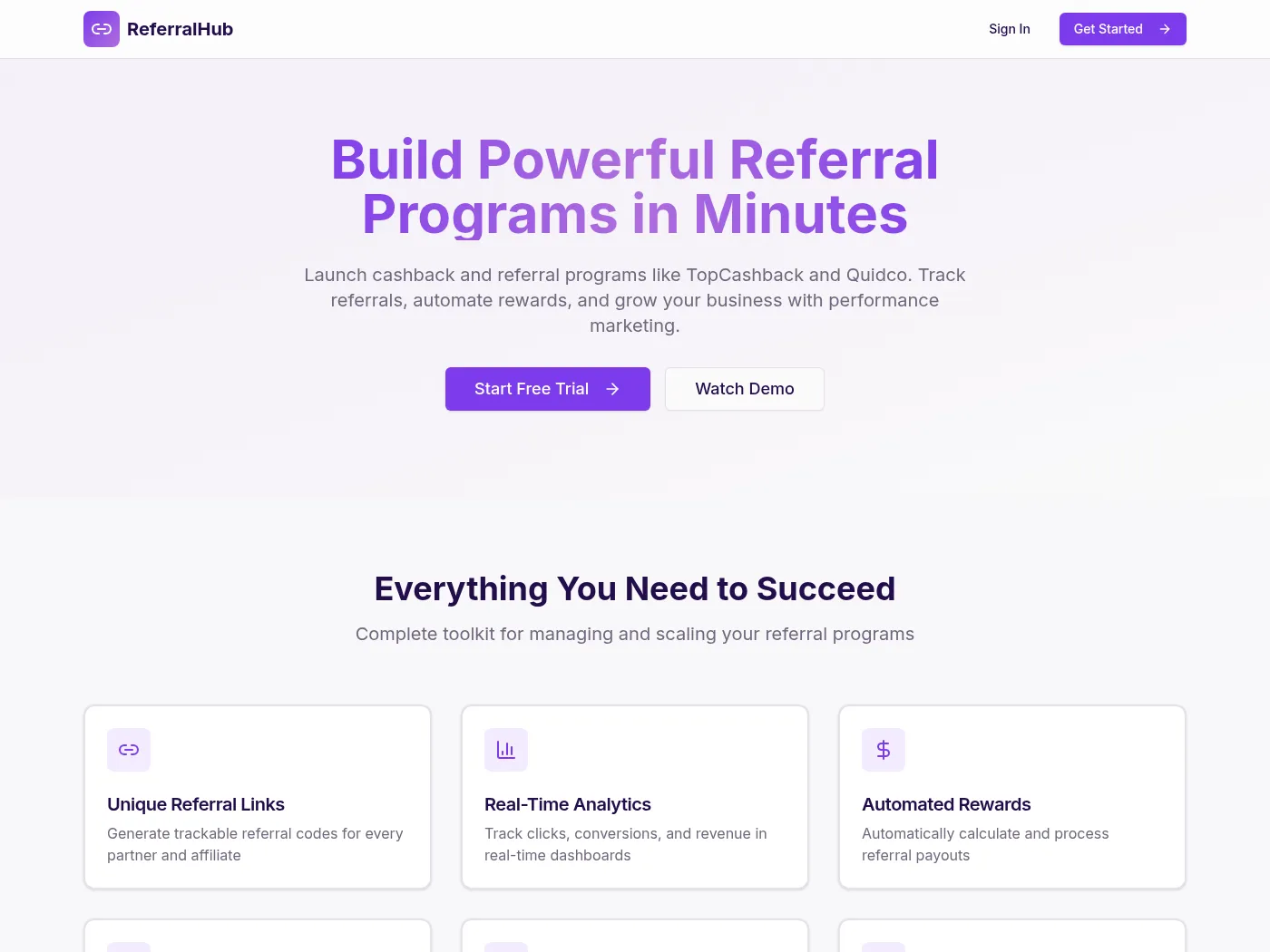 Referral Program SaaS Platform for Cashback Services