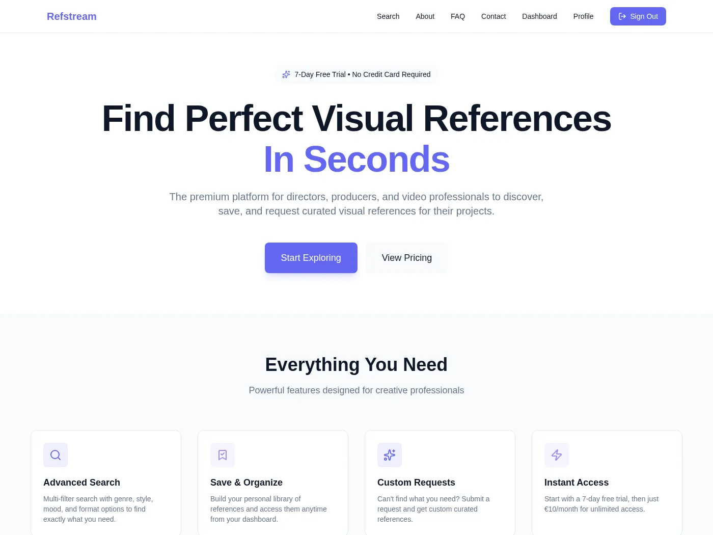 Refstream: A Modern Visual Reference Hub for Video Creatives