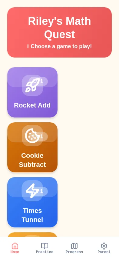 Riley's Math Quest: Adaptive Adventure Game for Kids