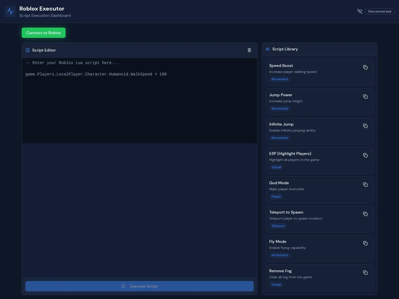 Roblox Script Executor Dashboard