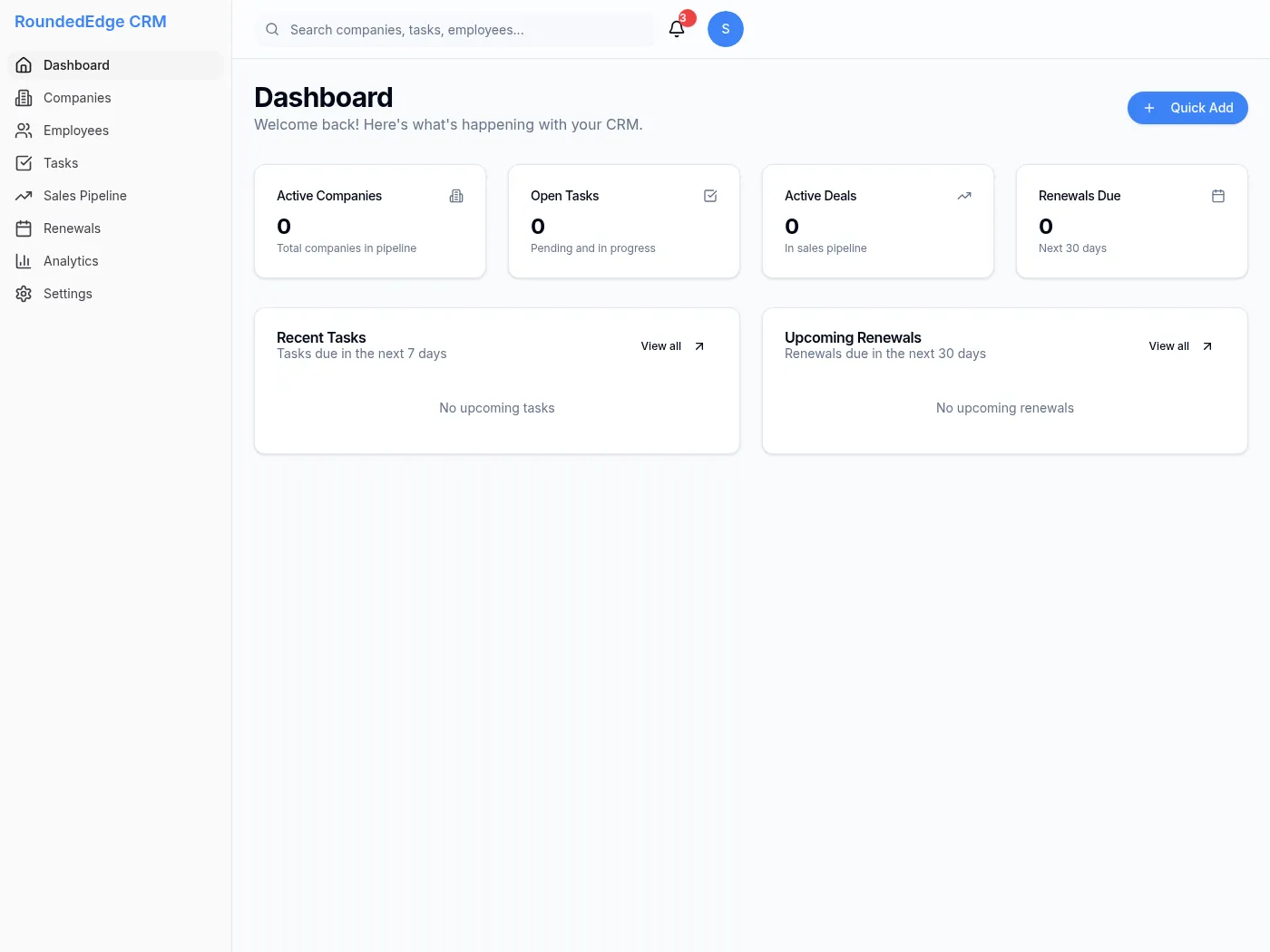 RoundedEdge CRM: Modern, Minimalist Sales & Renewal Management Platform