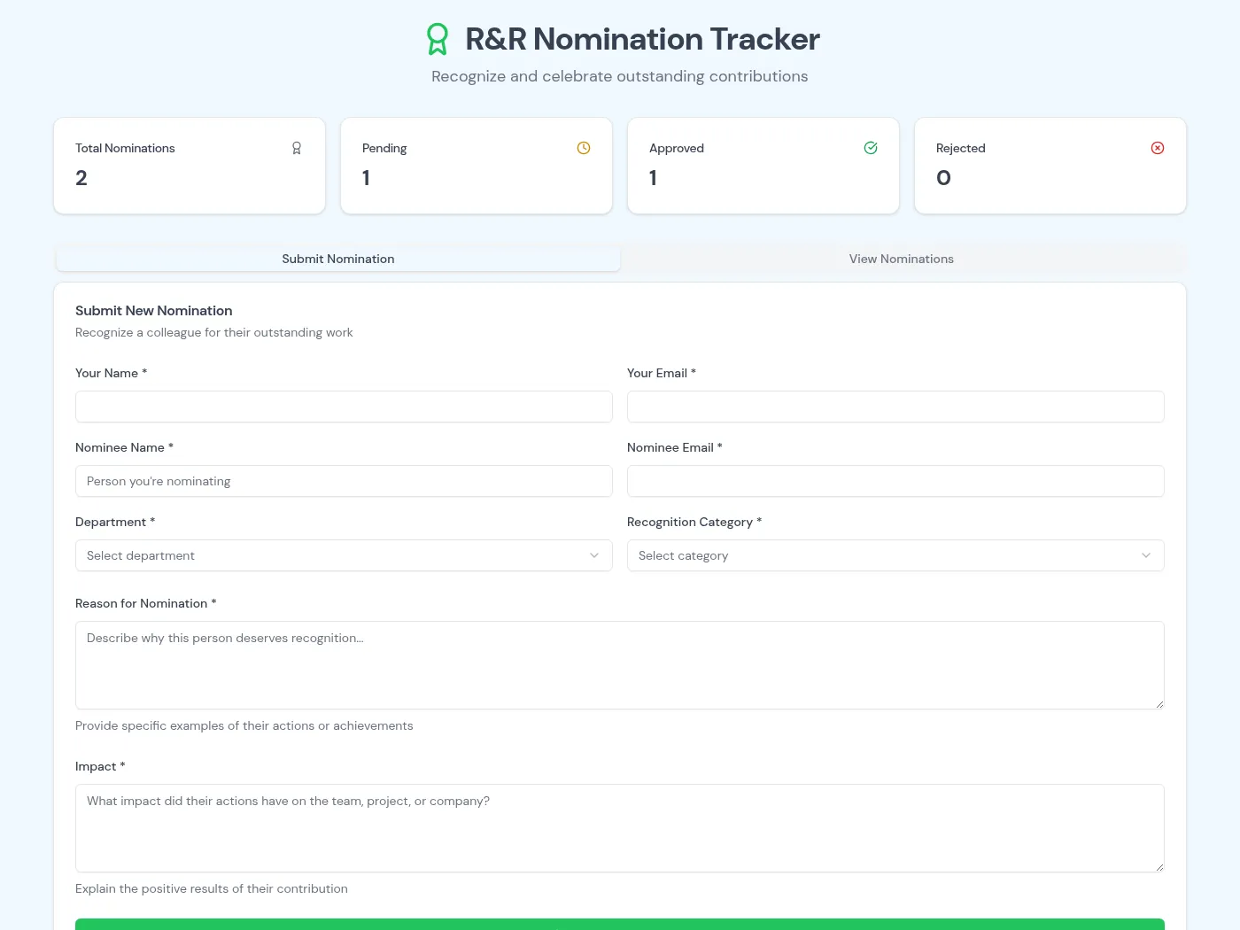 R&R Nomination Tracker for Google Sheets