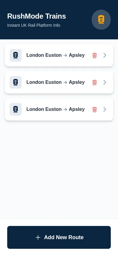 RushMode Trains: Instant UK Rail Platform Info on Android
