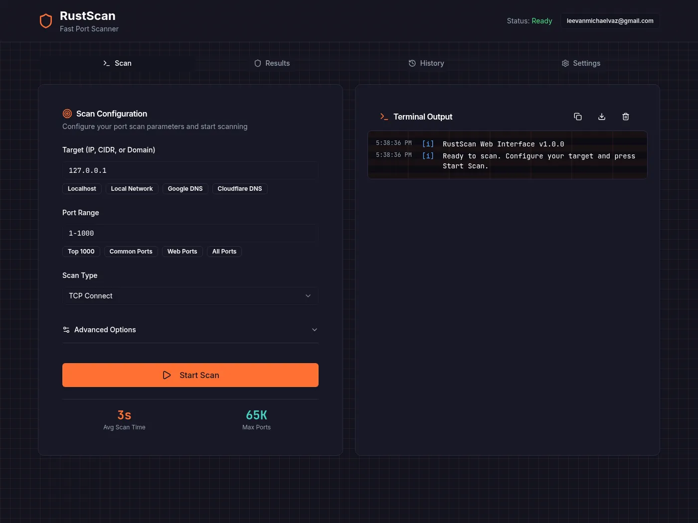 RustScan Web Interface