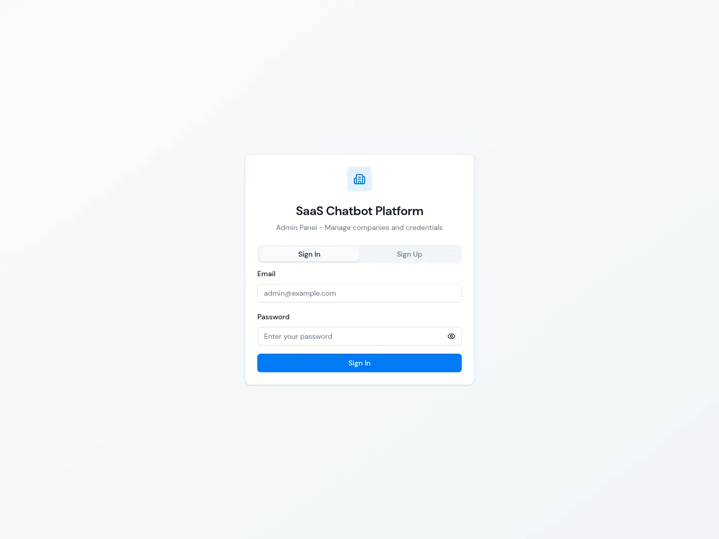 Multi-Company SaaS Chatbot Platform Admin Panel