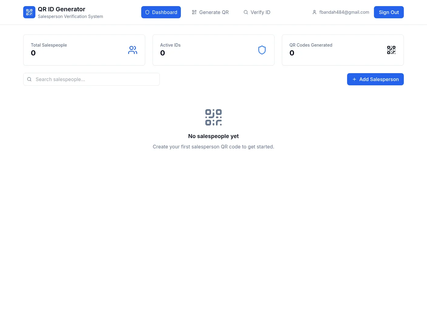 Salesperson QR Code ID Generator