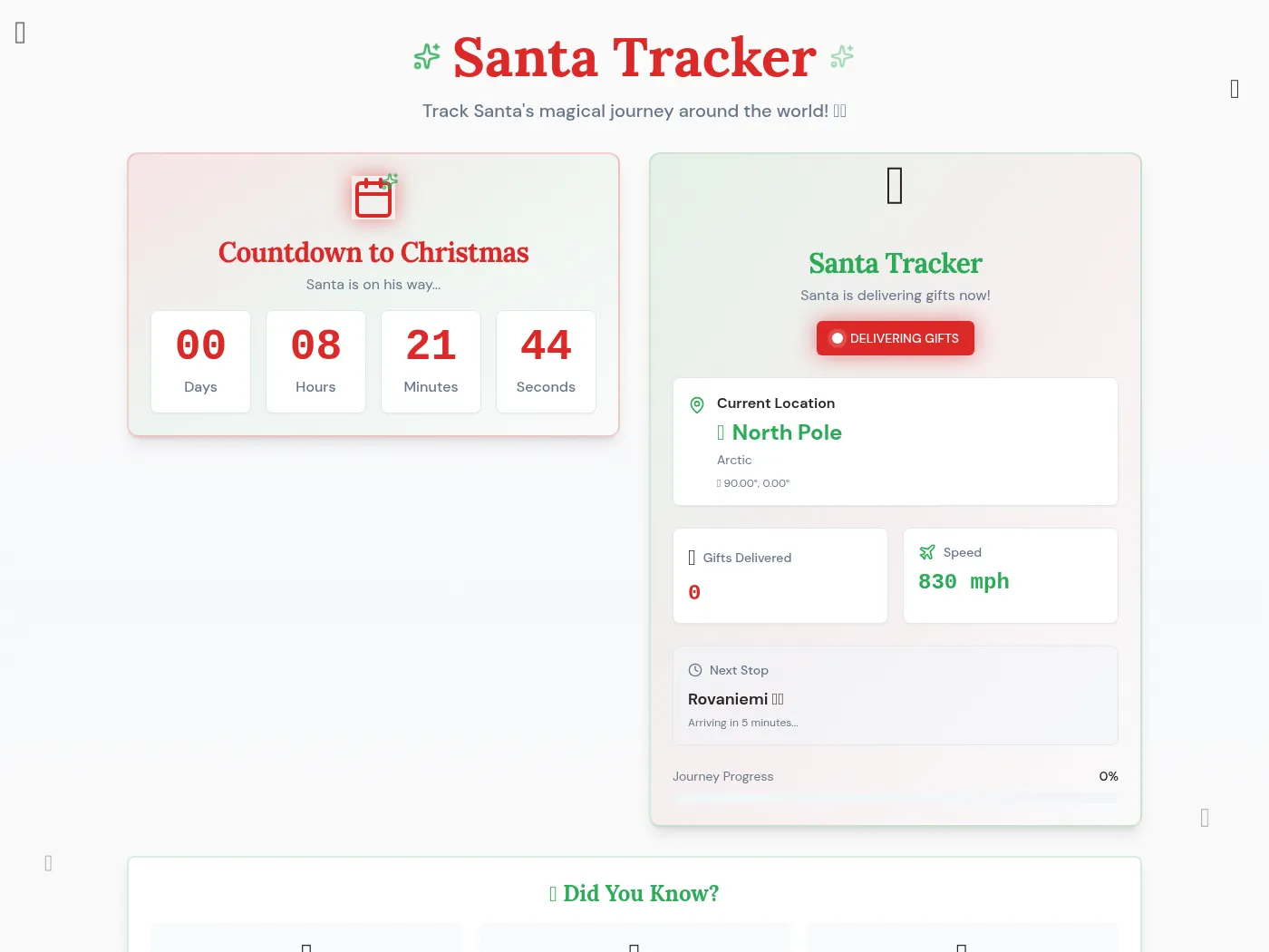 Santa Tracker & Xmas Countdown
