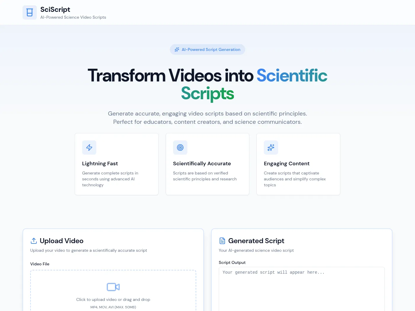 SciScript: AI-Powered Science Video Script Generator