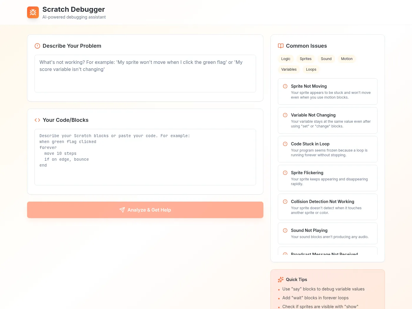 Scratch Code Debugger Assistant