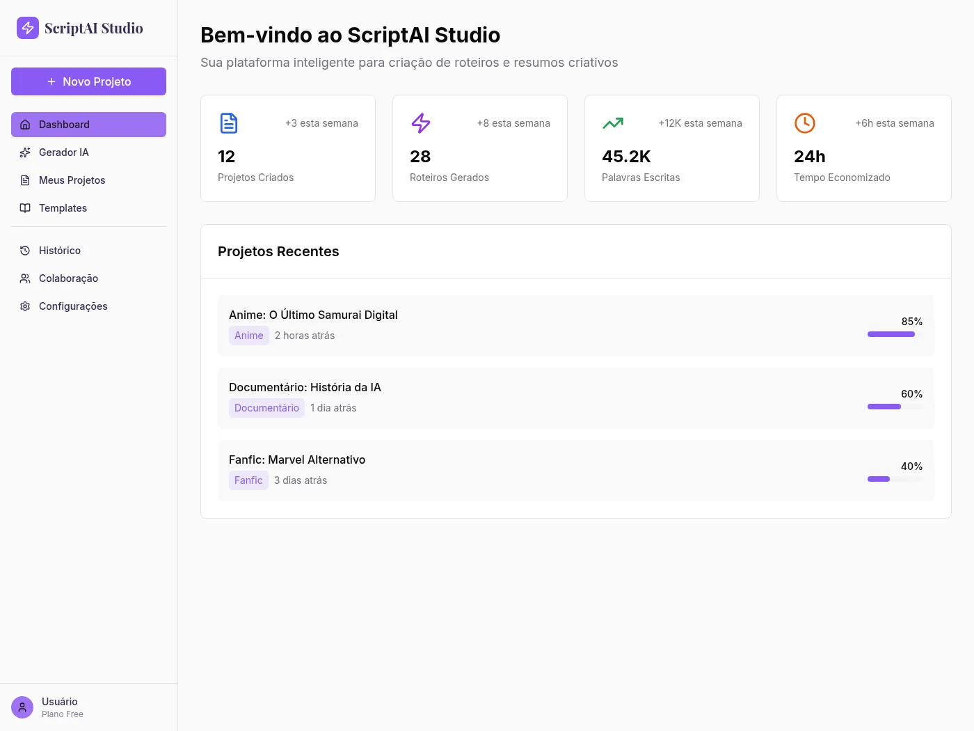 ScriptAI Studio – Plataforma Inteligente de Roteiros e Resumos Criativos