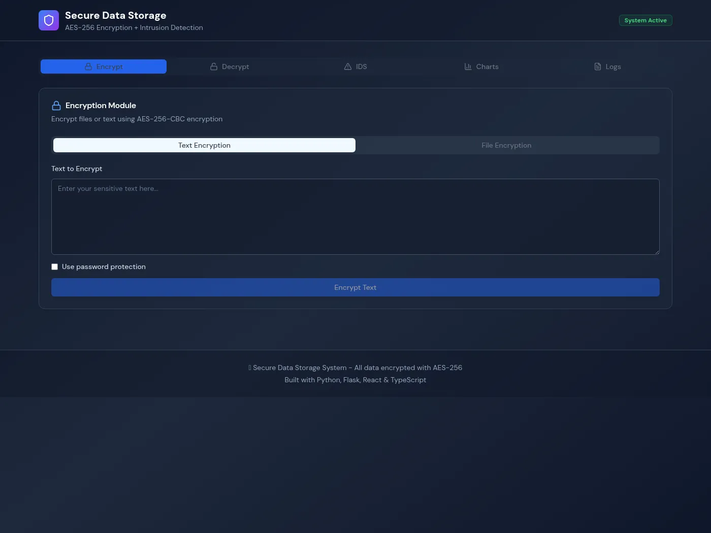 Secure Data Storage with AES Encryption and Intrusion Detection