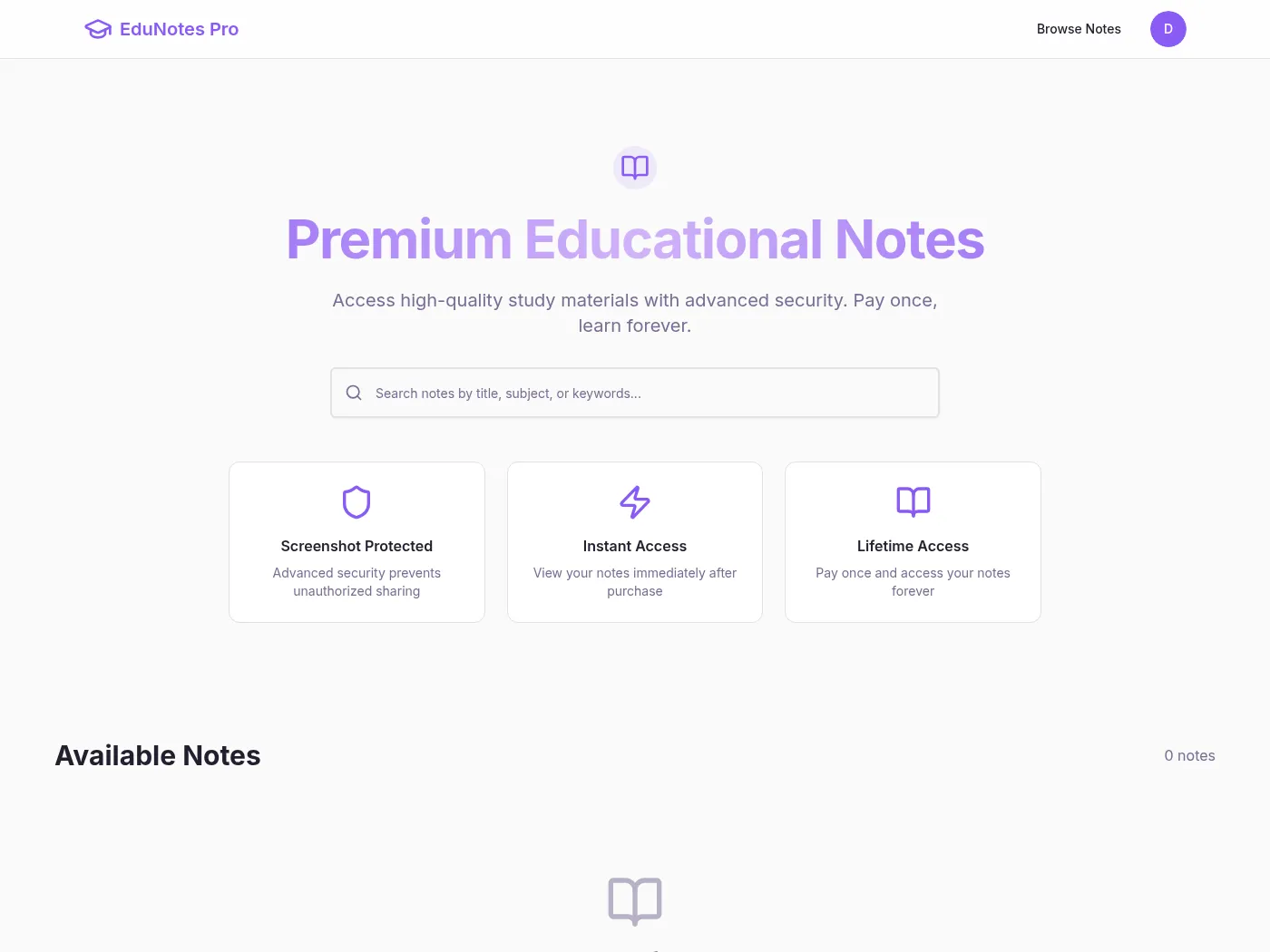 Secure Educational Notes Business Website