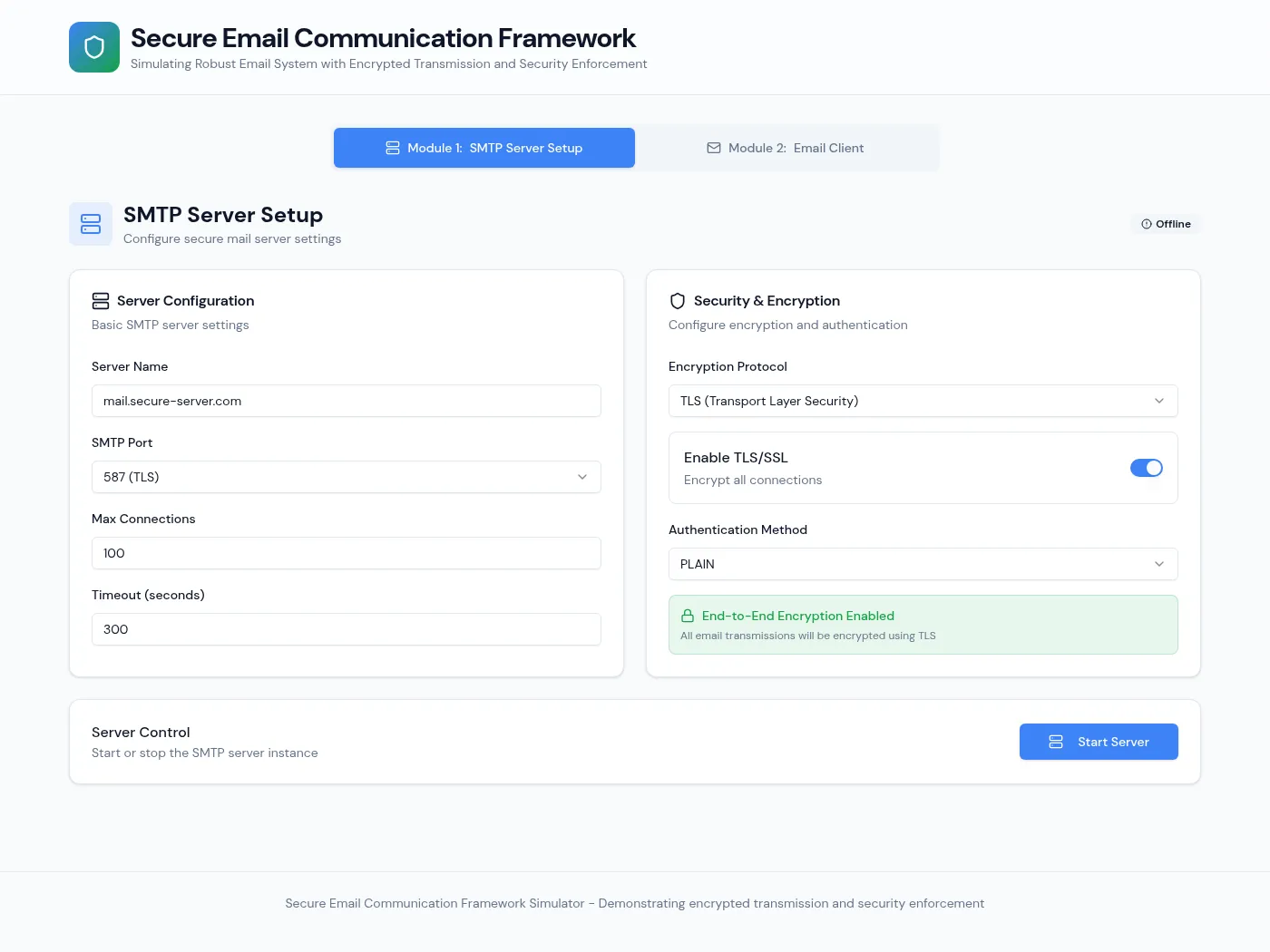 Secure Email Communication Framework Simulator