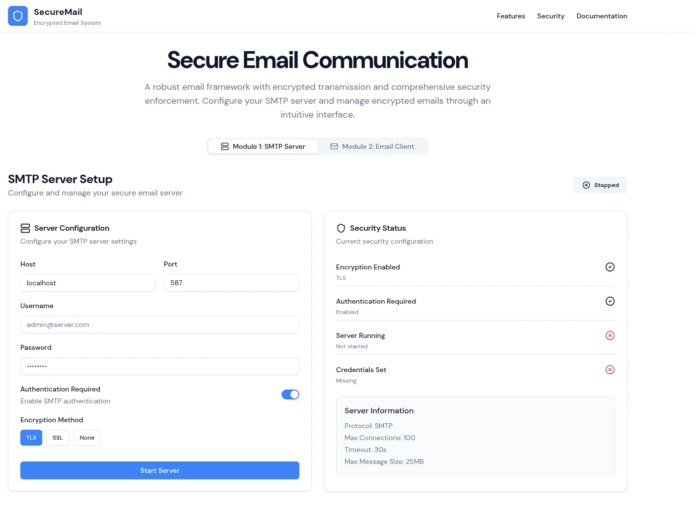 Secure Email Communication Simulator with Robust Web Interface
