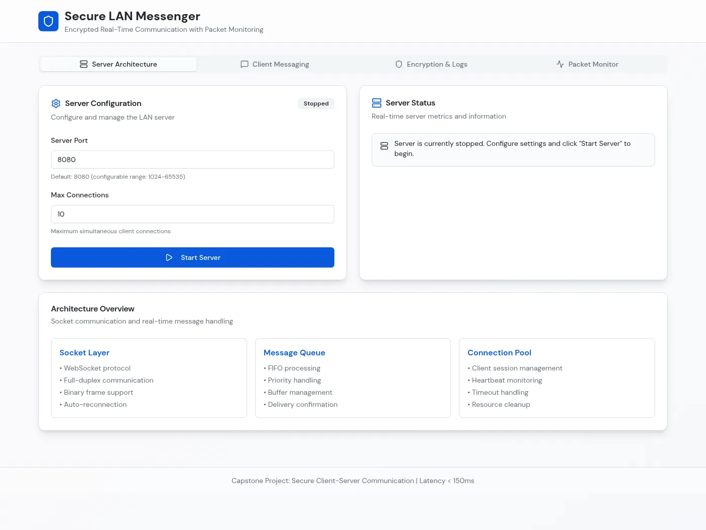 Secure LAN Instant Messaging with Real-Time Monitoring and Configurable Ports