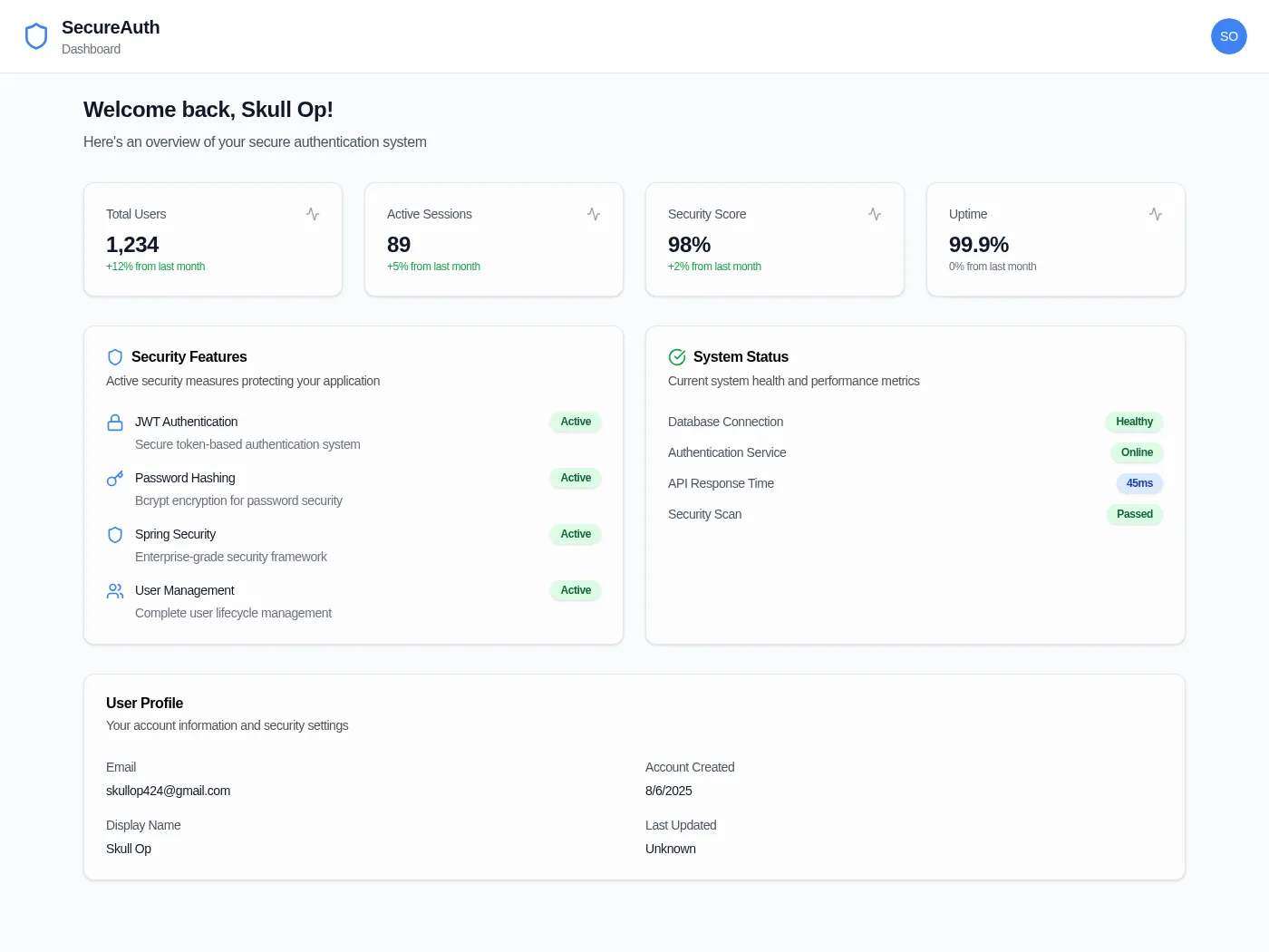 Secure React & Spring Boot Login System