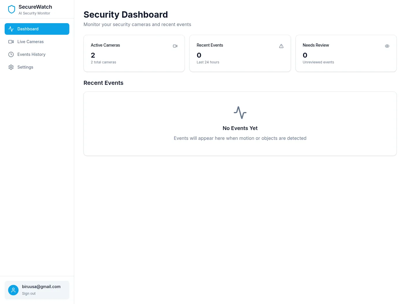 AI Security Camera Motion & Object Tracking Web App