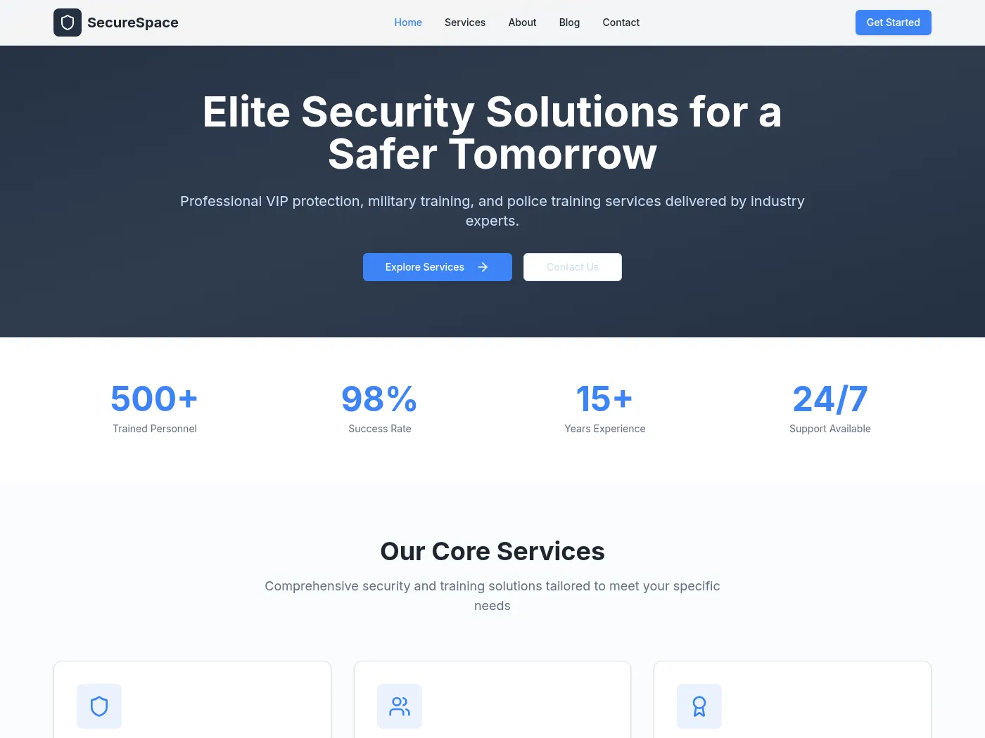 SecureSpace: Modern Security Solutions Website