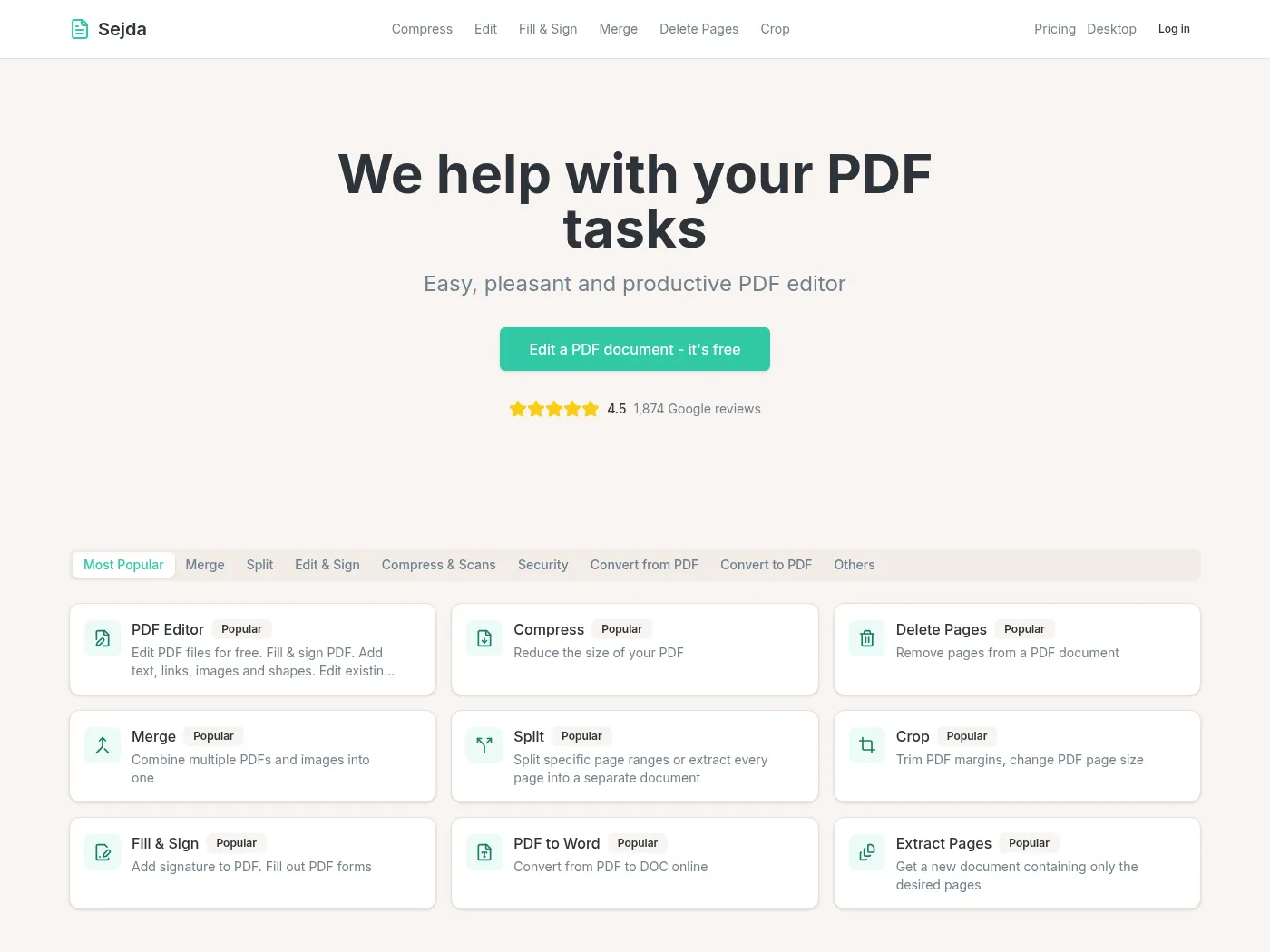 Sejda PDF Web App Clone