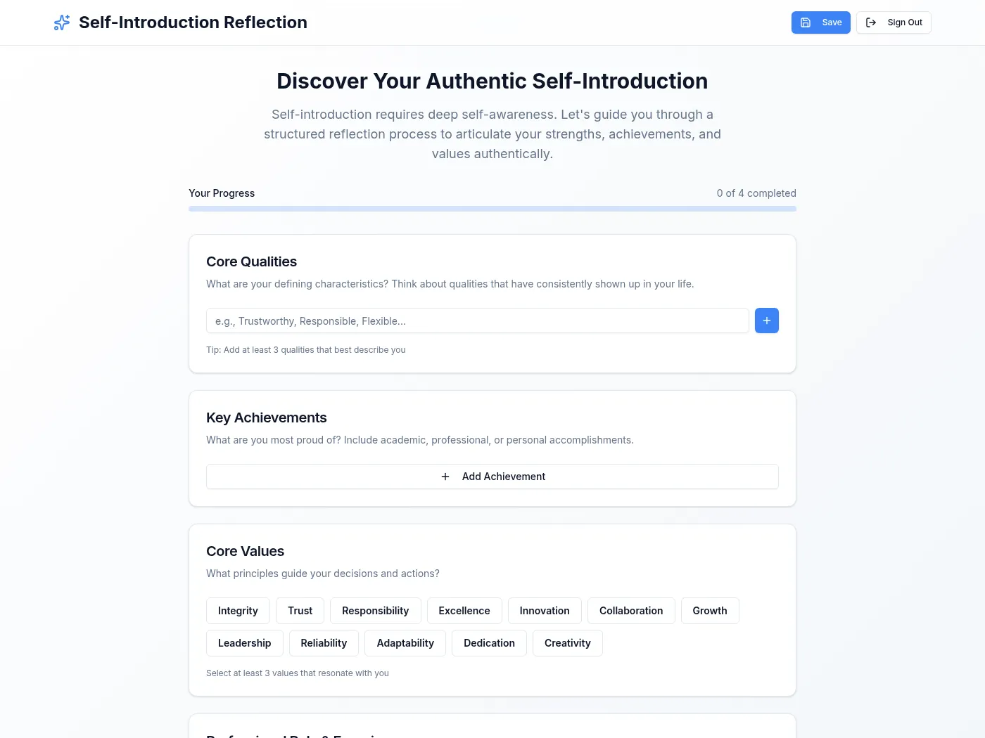 Self-Introduction Reflection App