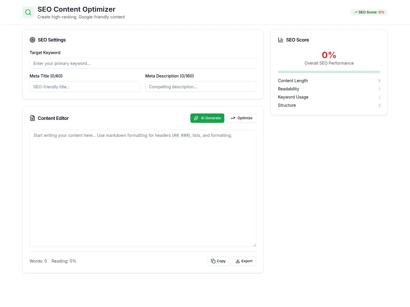 SEO Content Optimization Tool