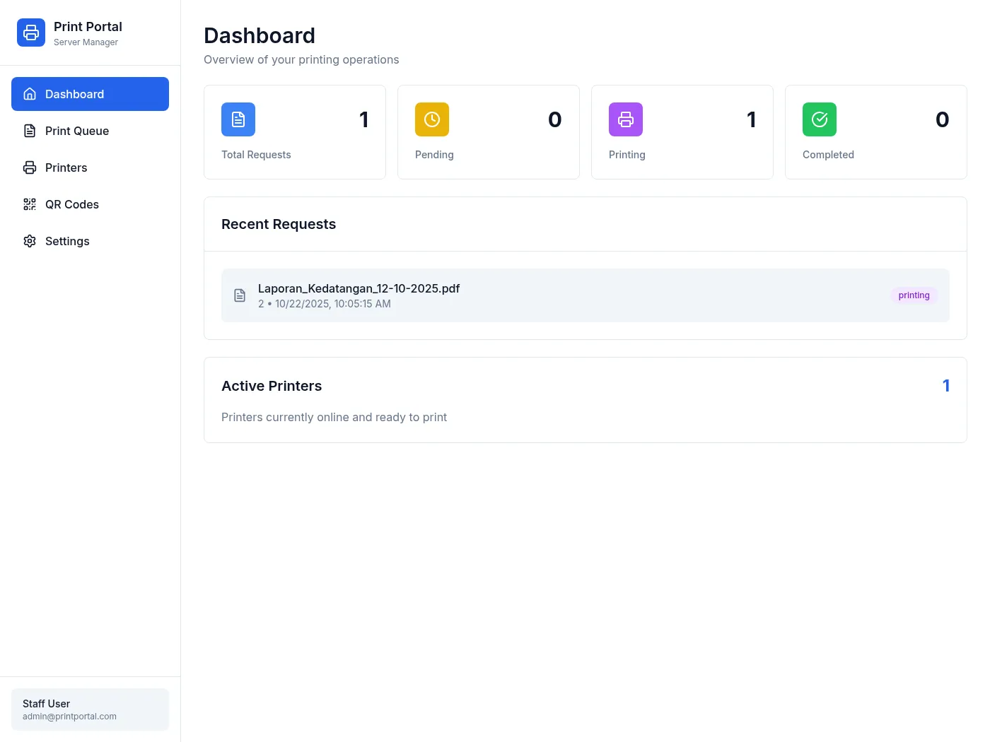 Server Printer Portal: End-to-End Remote & In-Person Printing Web App (Remix) (Remix)