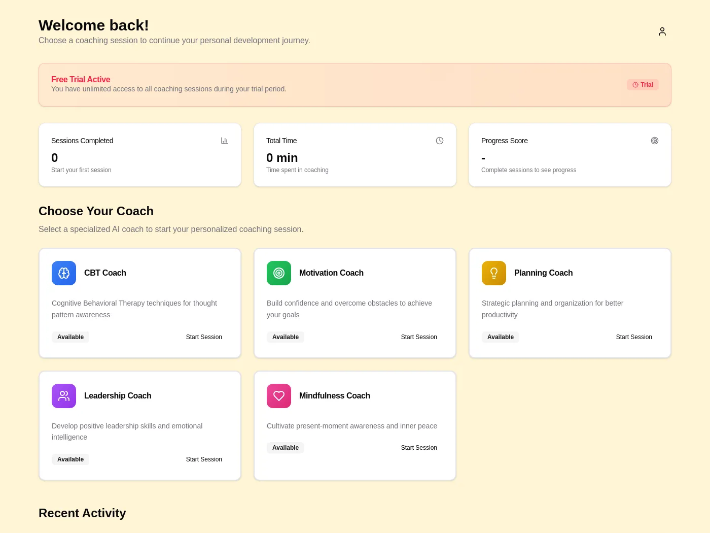 Session-Based AI Coaching Platform