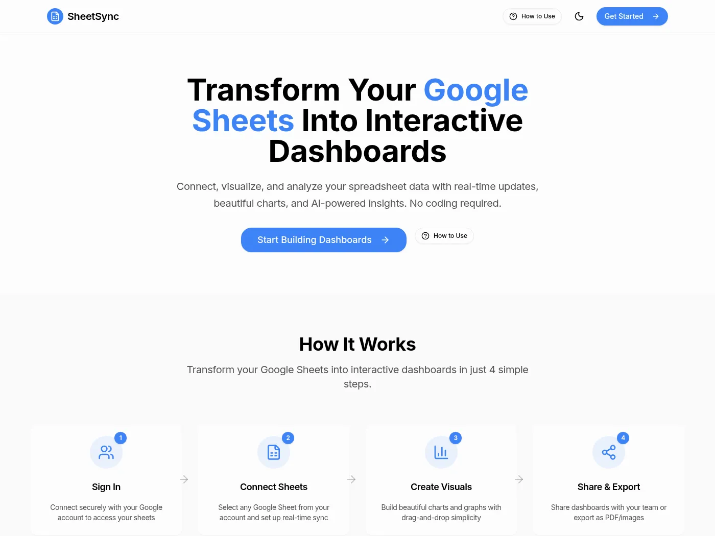 SheetSync Dashboard: Real-Time Google Sheets Data Visualization Platform (Remix)