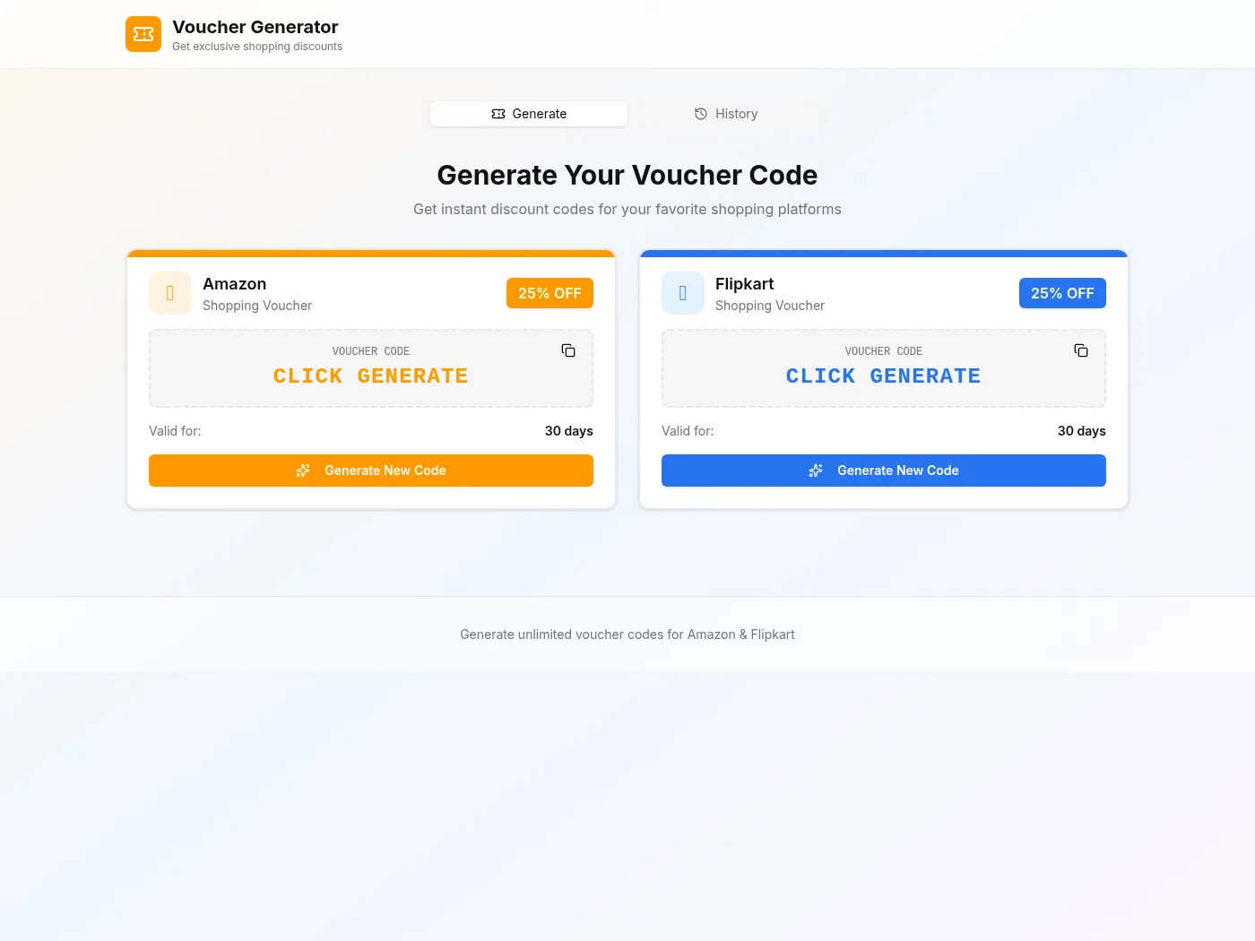 Universal Shopping Voucher Code Generator