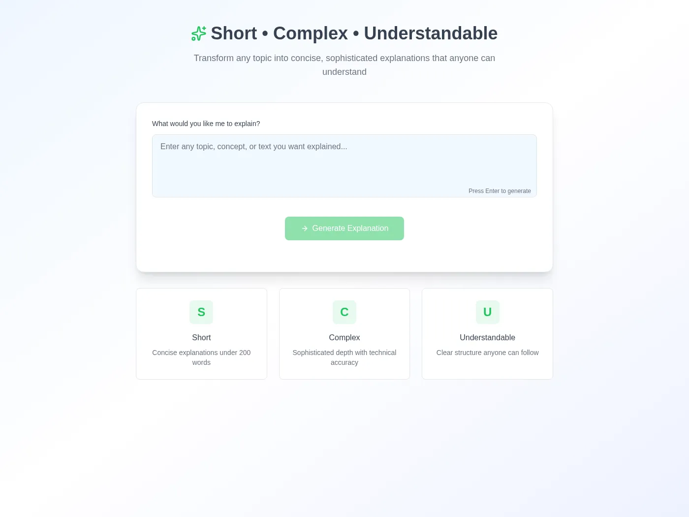 Short, Complex, and Understandable Project Generator