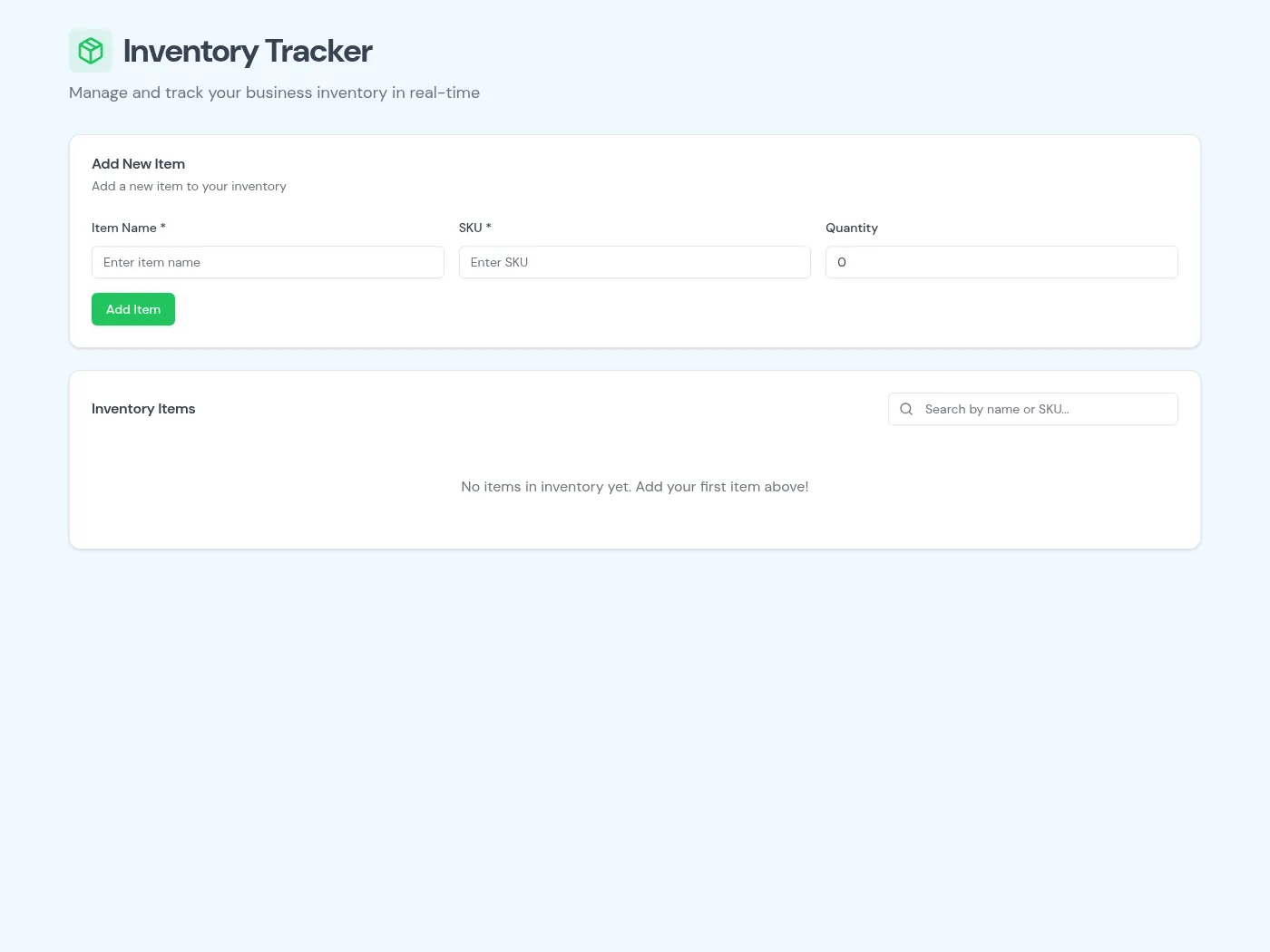 Simple Inventory Tracker Dashboard for Small Business