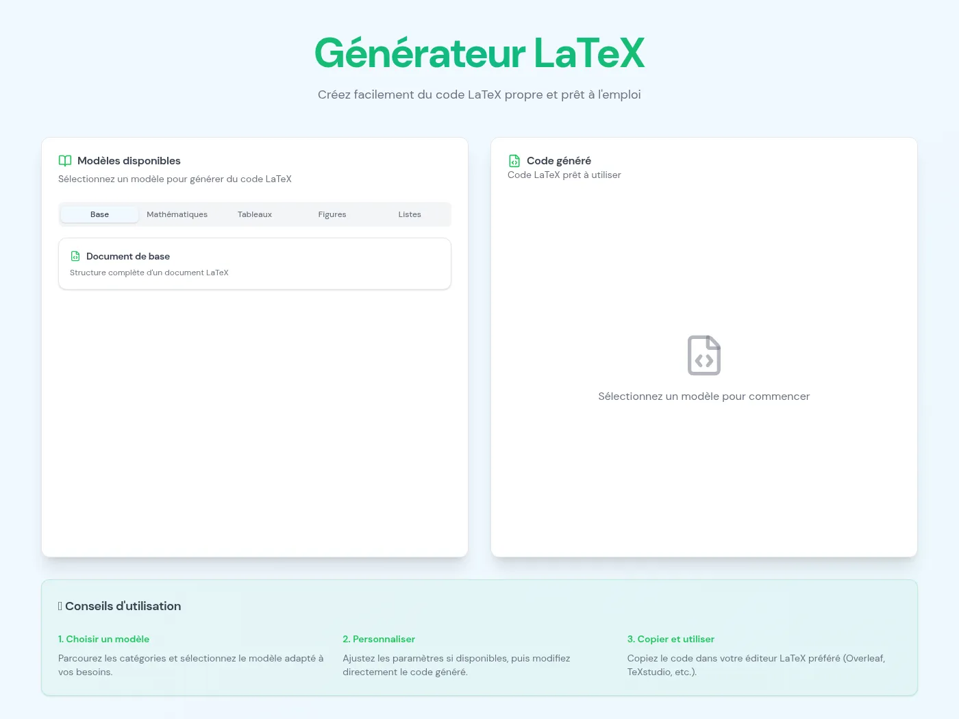 Simple LaTeX Code Generator