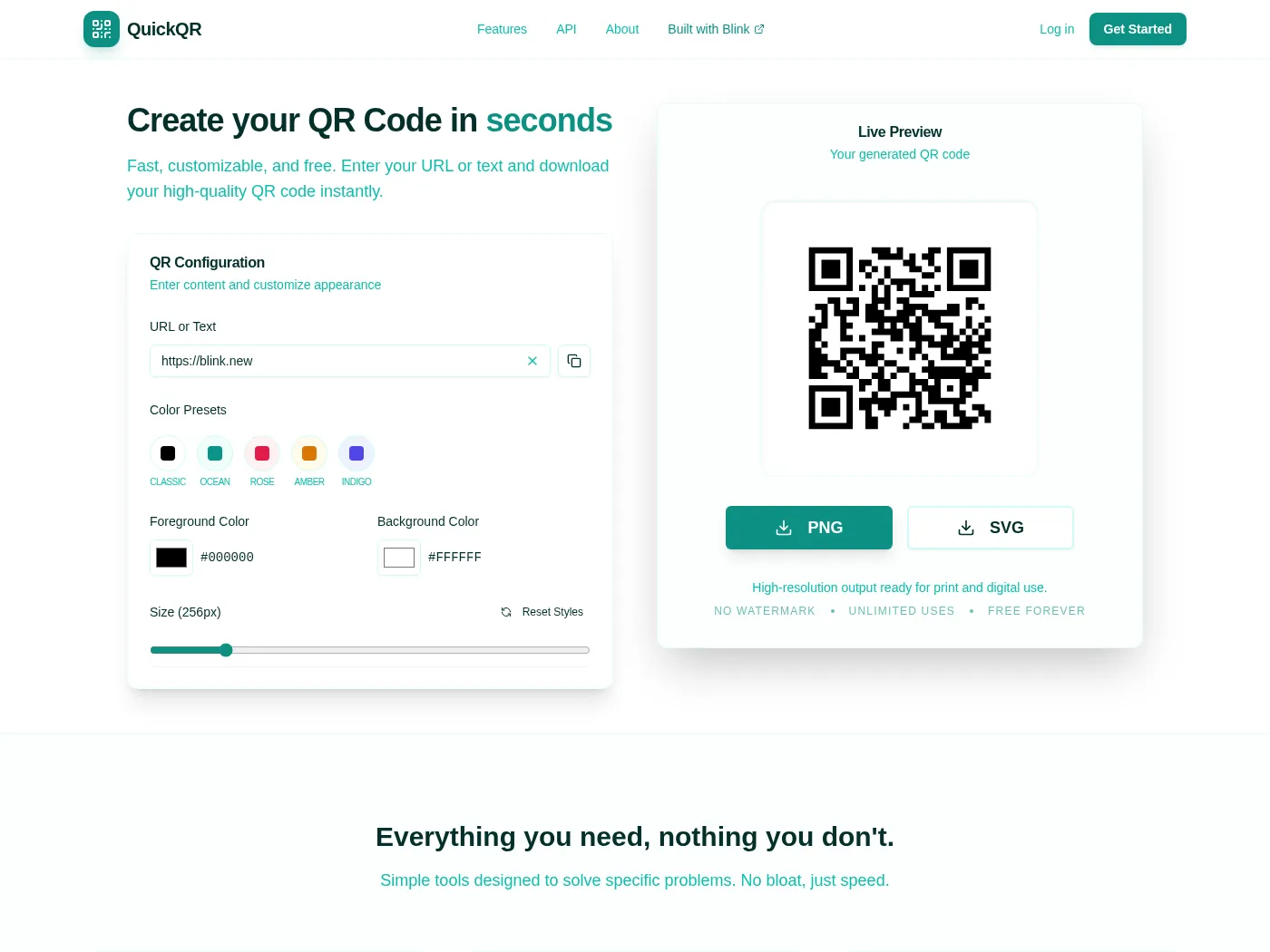 Quick QR Code Generator