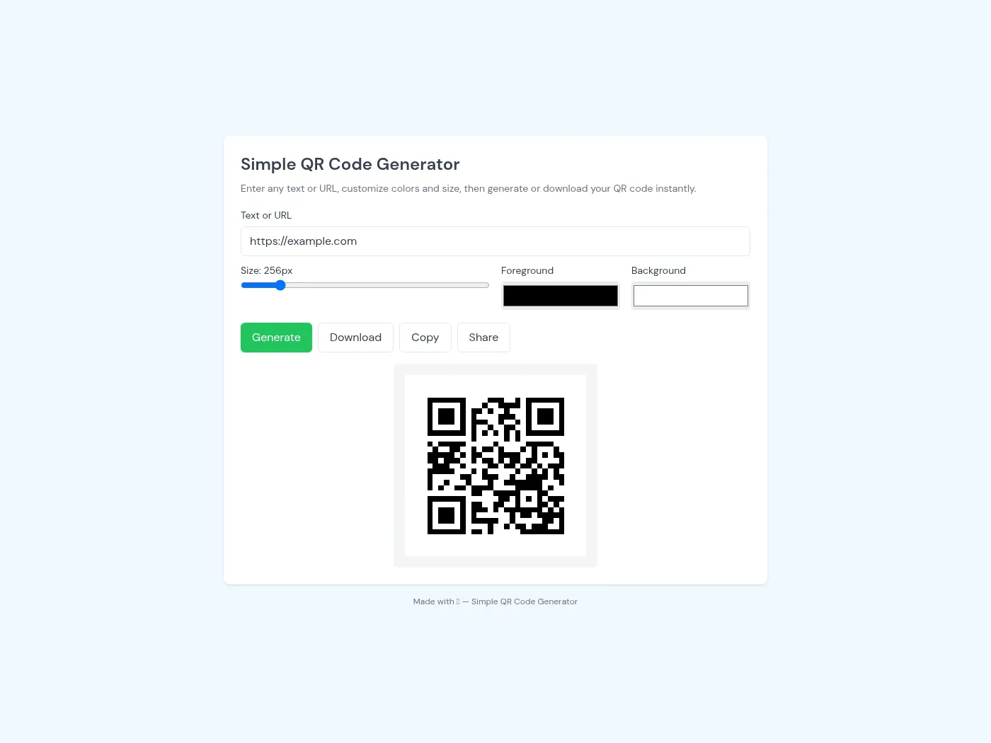 Simple QR Code Generator