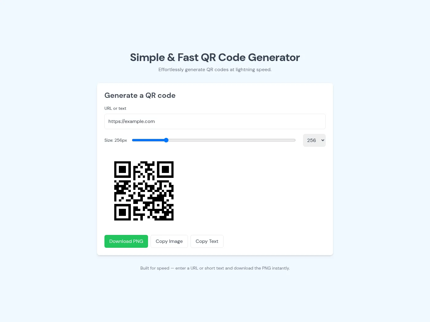 Simple & Fast QR Code Generator