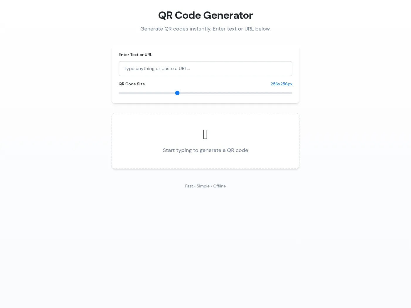 Simple & Fast QR Code Generator