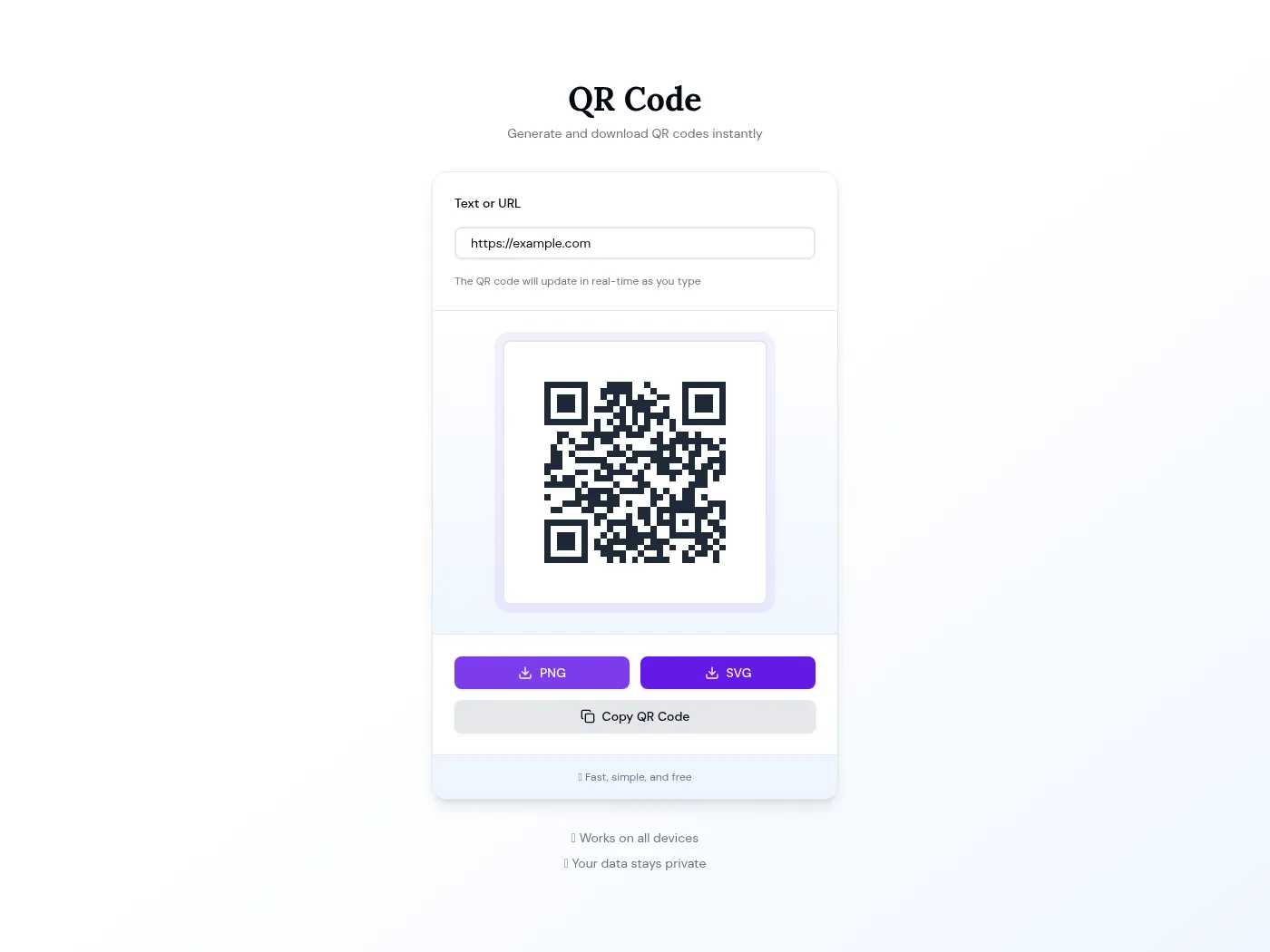 Simple QR Code Generator