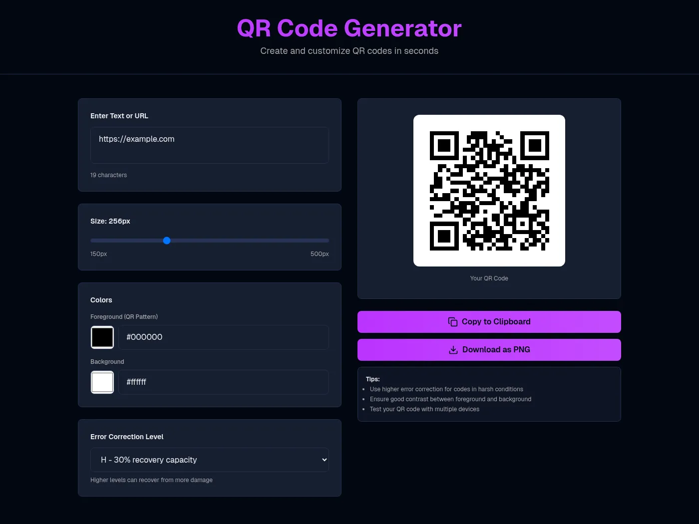 Simple QR Code Generator