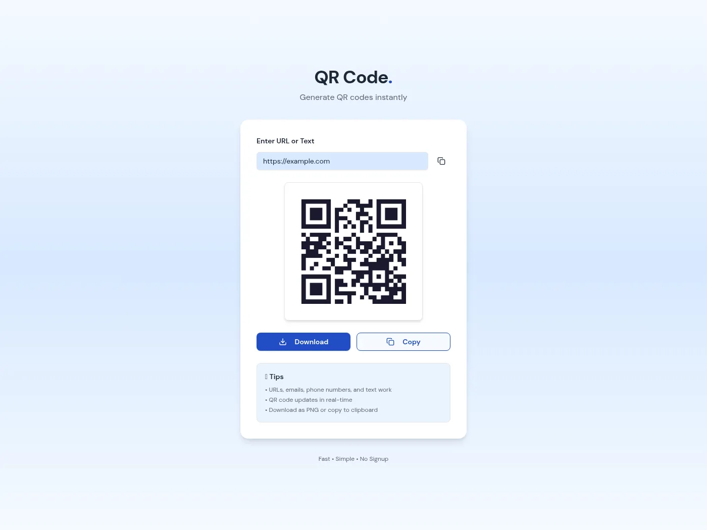 Simple QR Code Generator