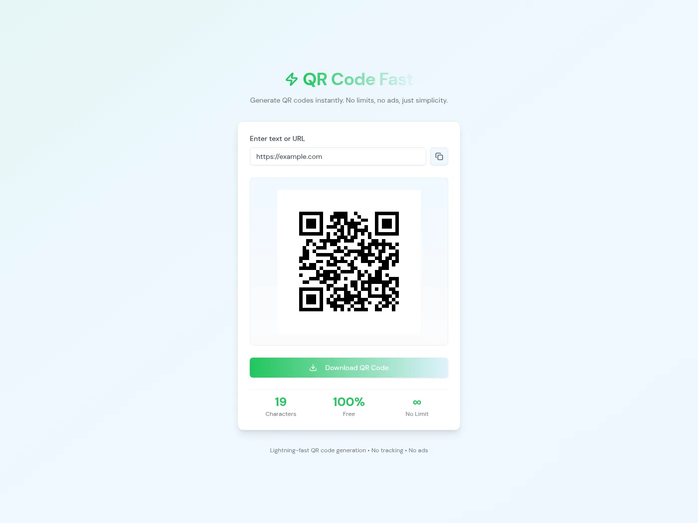 Simple QR Code Fast Generator
