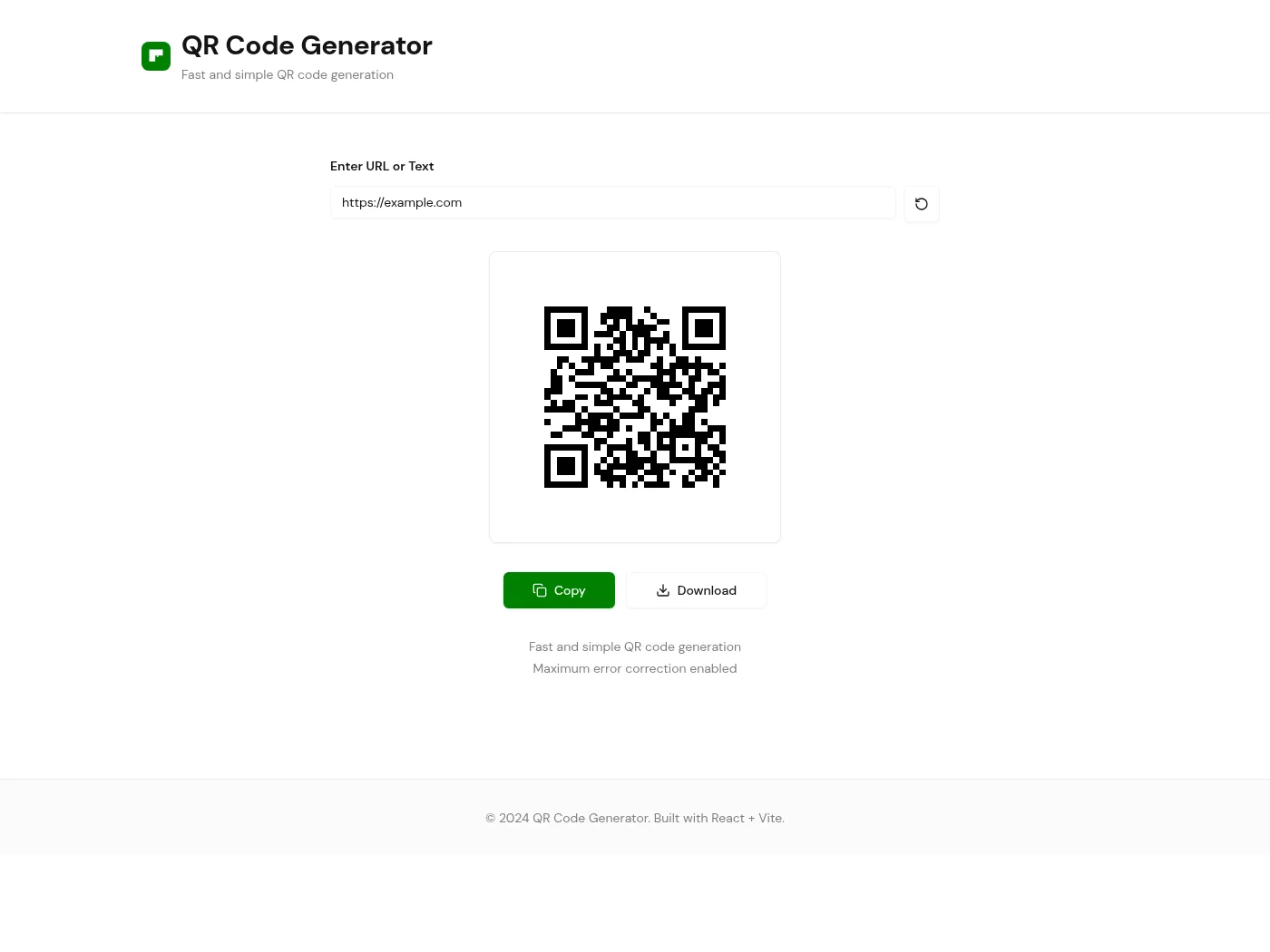 Simple Fast QR Code Generator