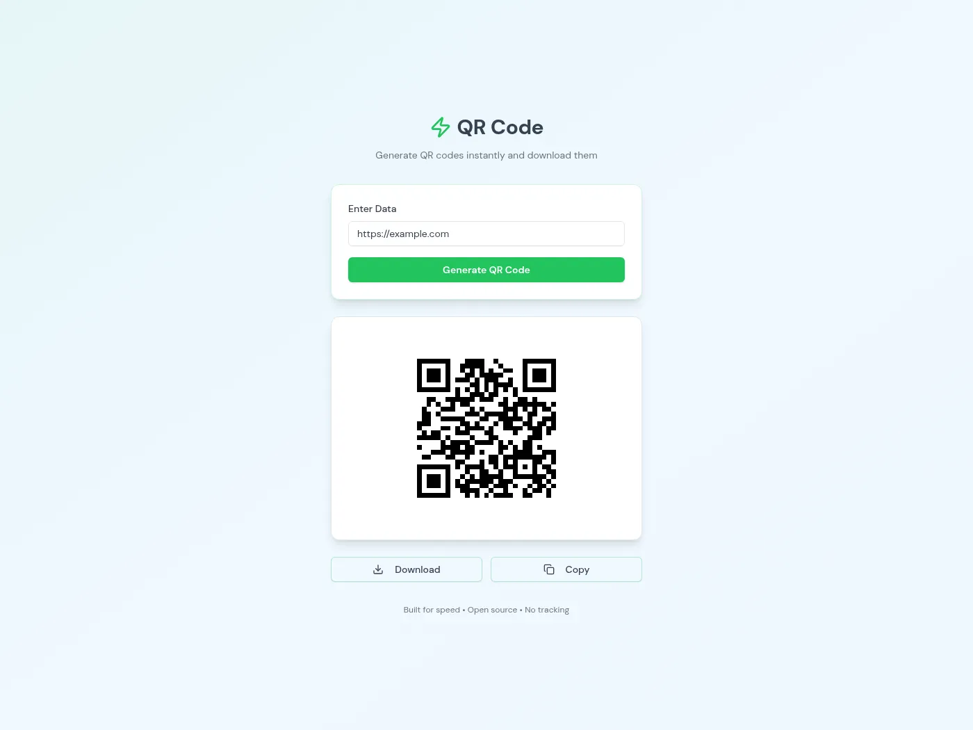 Simple & Fast QR Code Generator